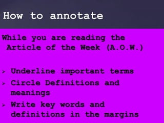 Article of the_week_and_how_to_annotate | PPTX