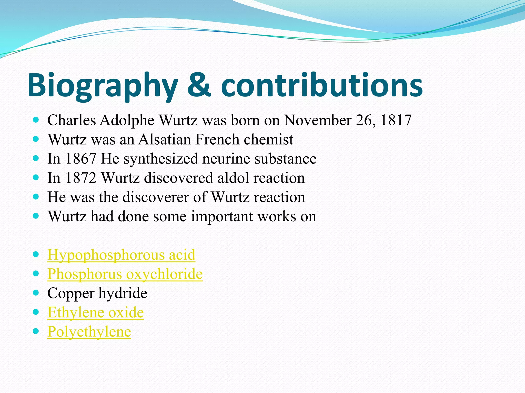 Article on Adolphe Wurtz | PPTX