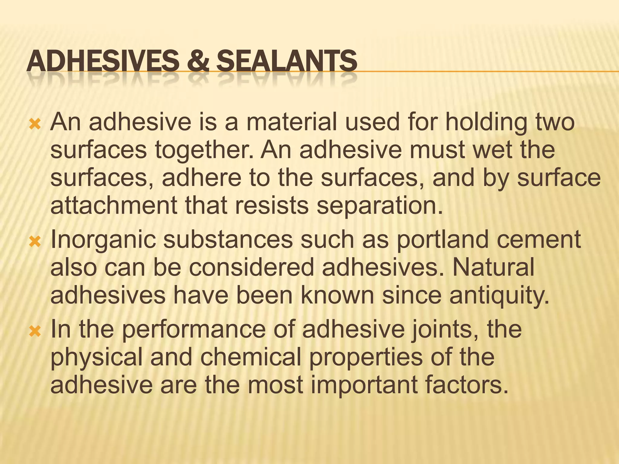 Article on ceramics, glass, adhesives, sealants | PPTX