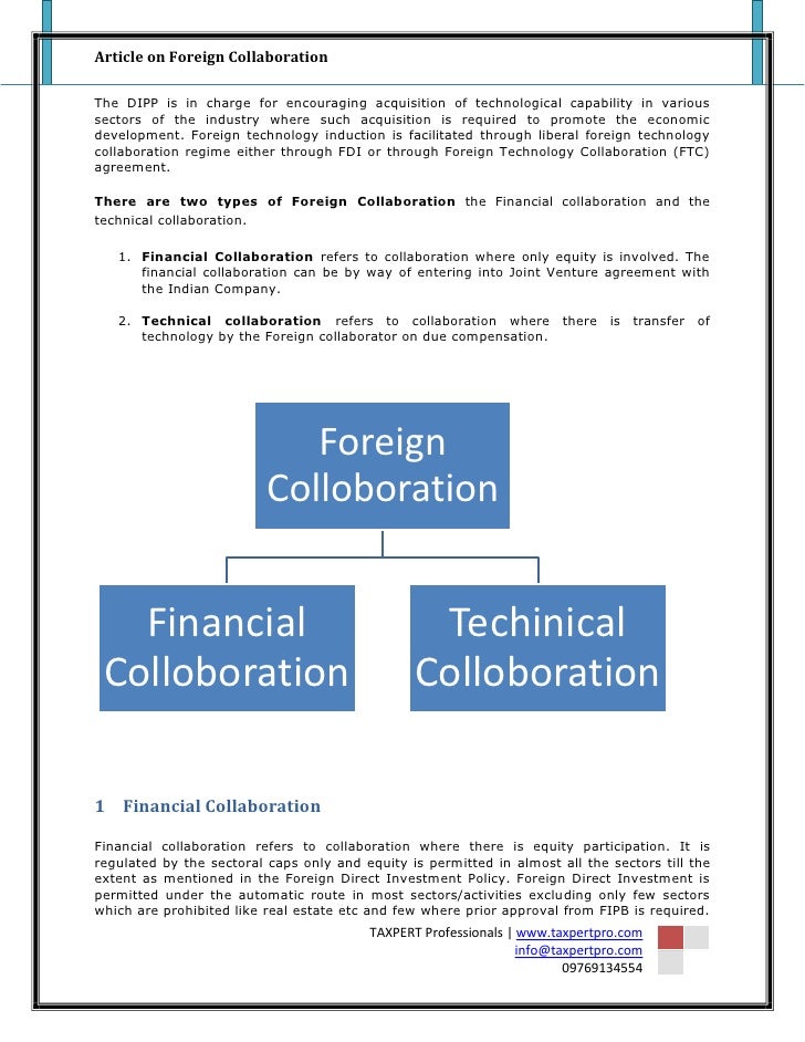 Article on foreign collaboration