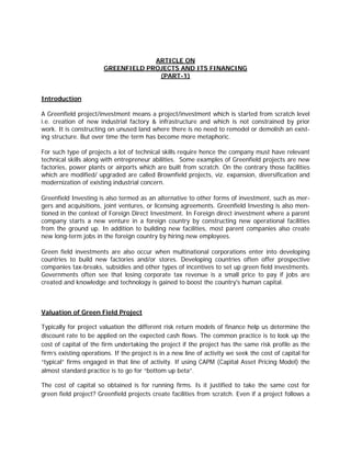 Article On Green Field Project | PDF | Business Accounting & Finance ...