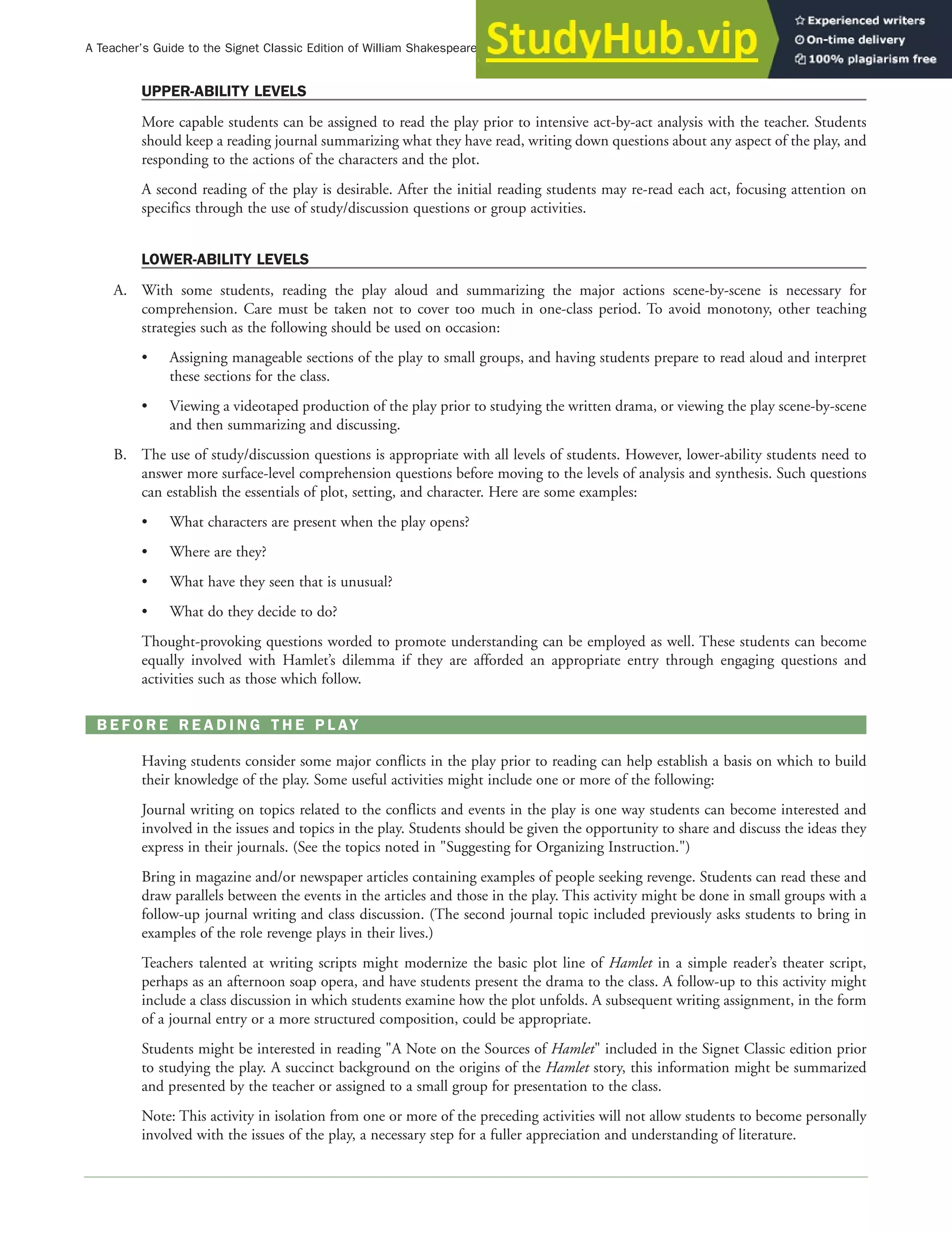 Article On Hamlet (Play) | PDF