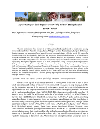 ‘Improved Taherpuri’- a New Improved Onion Variety Developed Through Selection | PDF