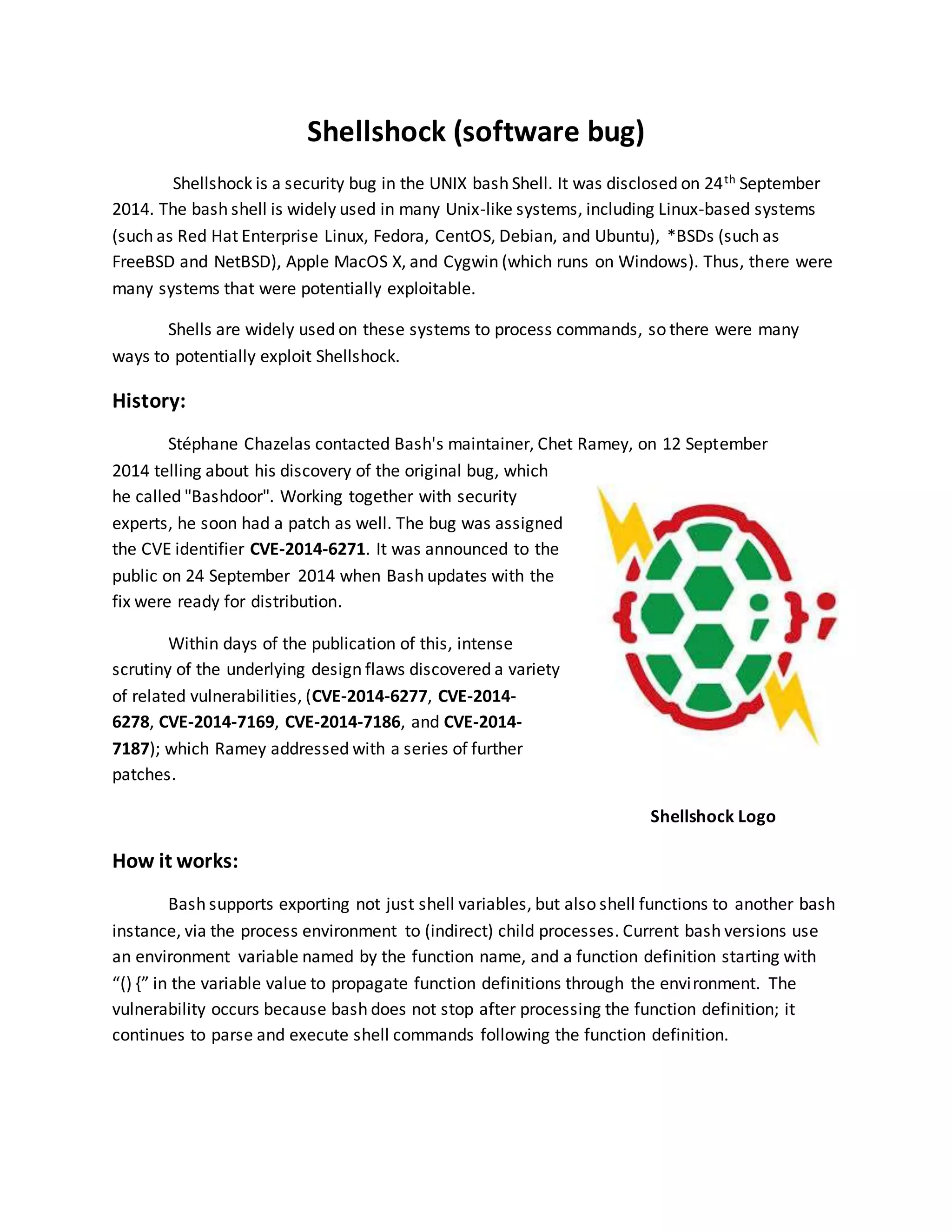 Article on shellshock | DOCX | Operating Systems | Computer Software and Applications