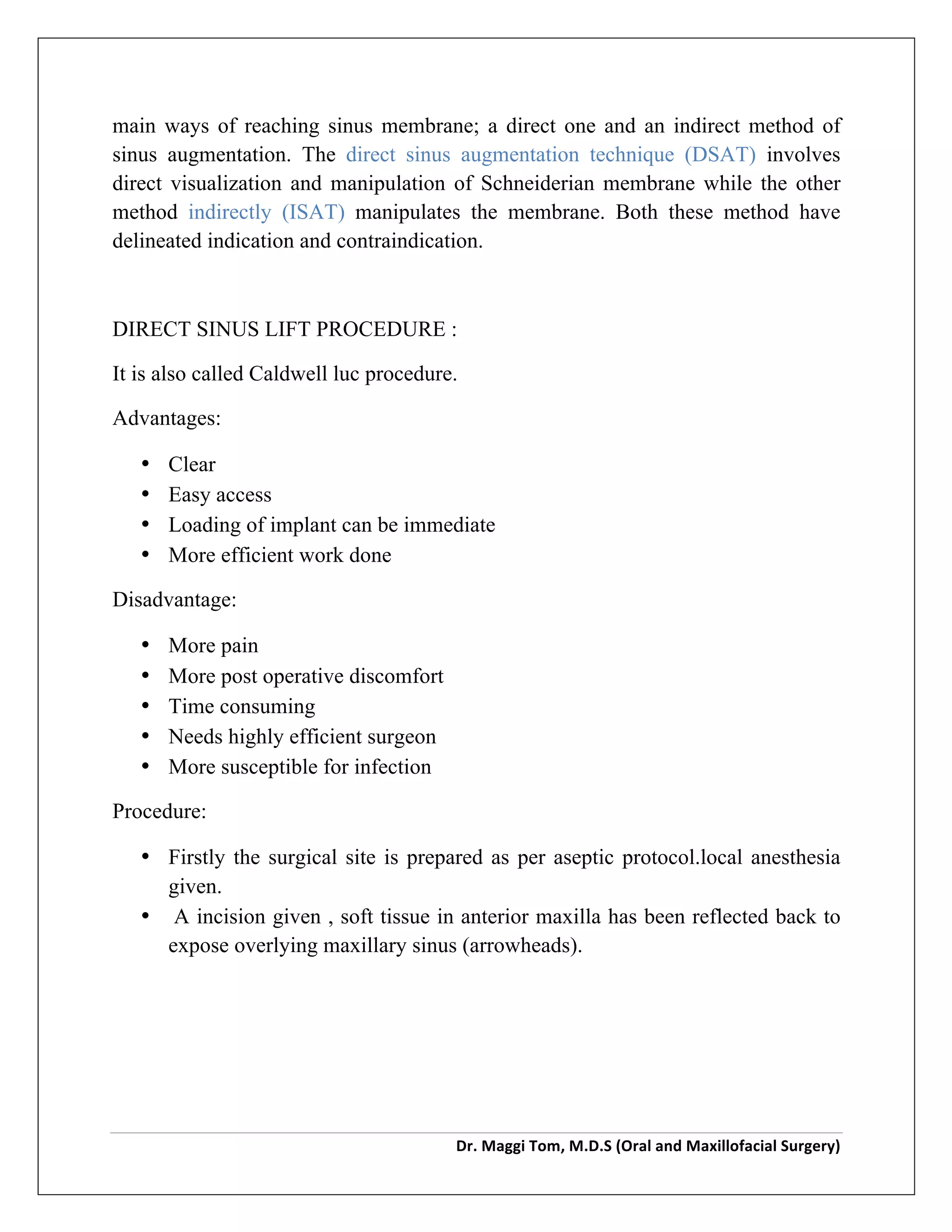 Sinus lift procedure | PDF