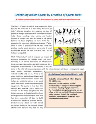Sports Hub - a Mantra for development of Sporting Infrastructure in the ...