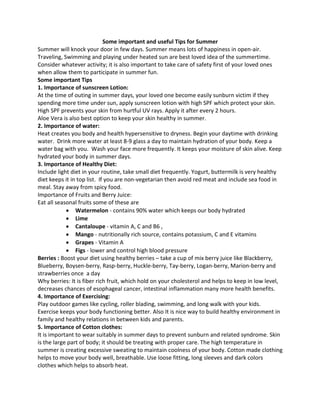 Article on summer tips | PDF
