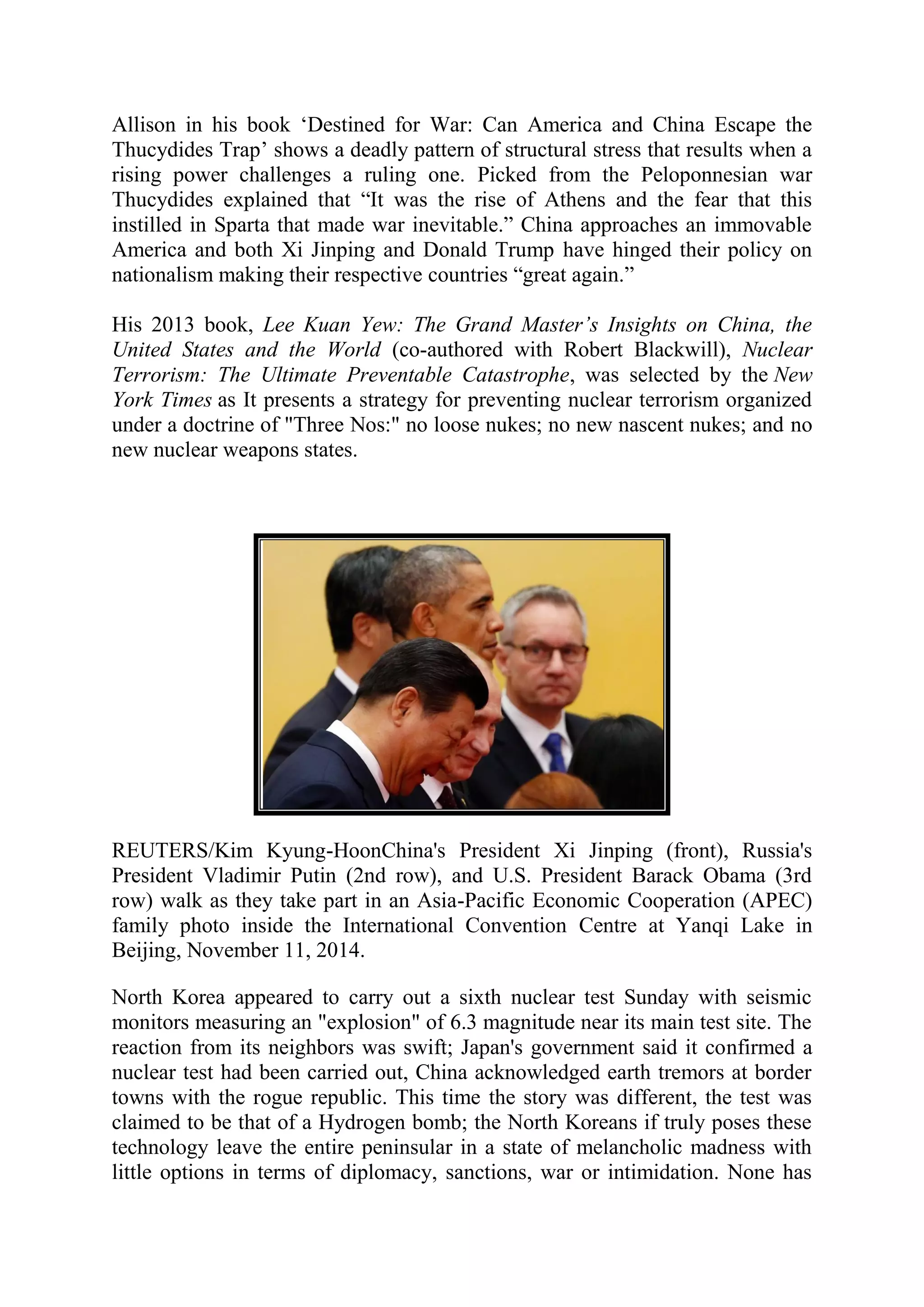 Thucydides Trap, North Korean missile development and the Fragmentation ...