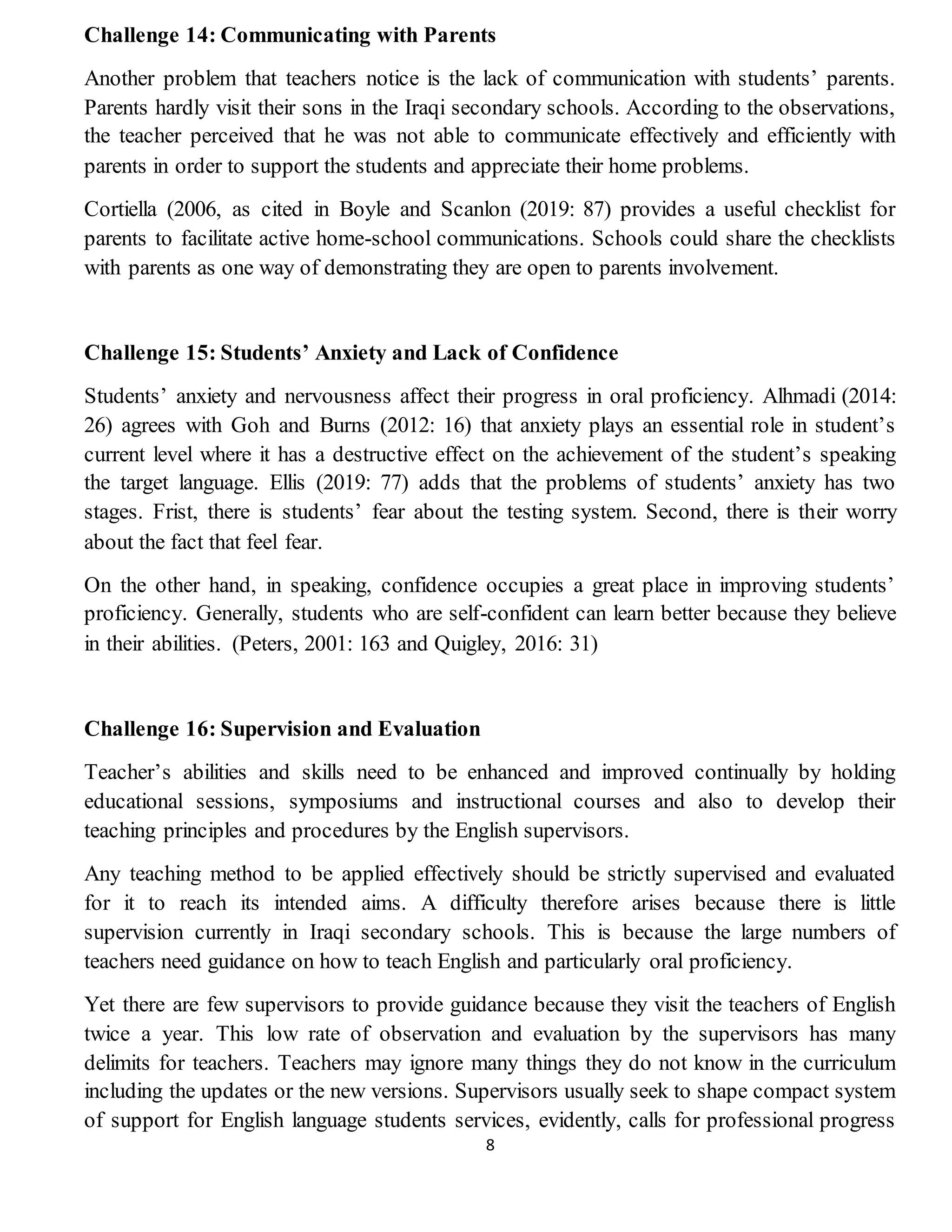 Investigating the Challenges Faced by Iraqi Secondary School Students ...