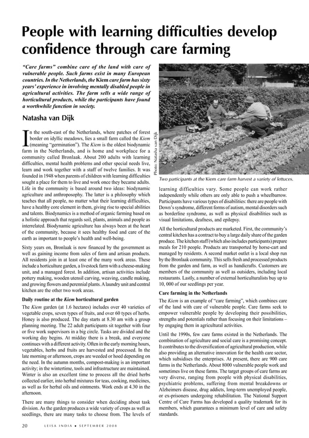 People with Learning Difficulties Develop Confidence through Care ...