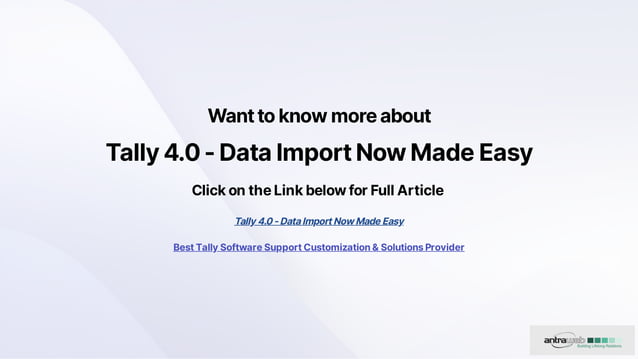 Tally Prime 4.0 - Data Import Now Made Easy | PPT