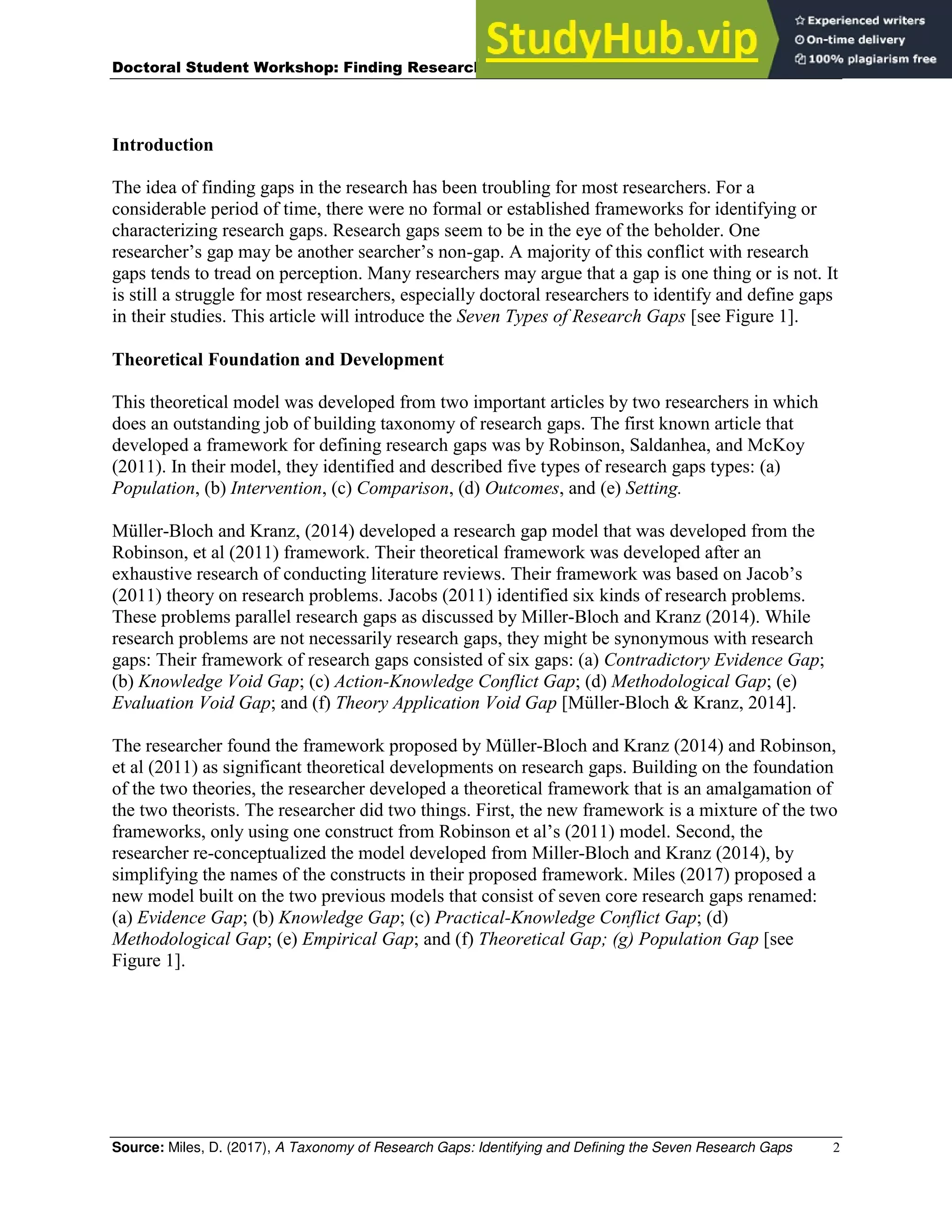 ARTICLE RESEARCH A Taxonomy Of Research Gaps Identifying And Defining ...