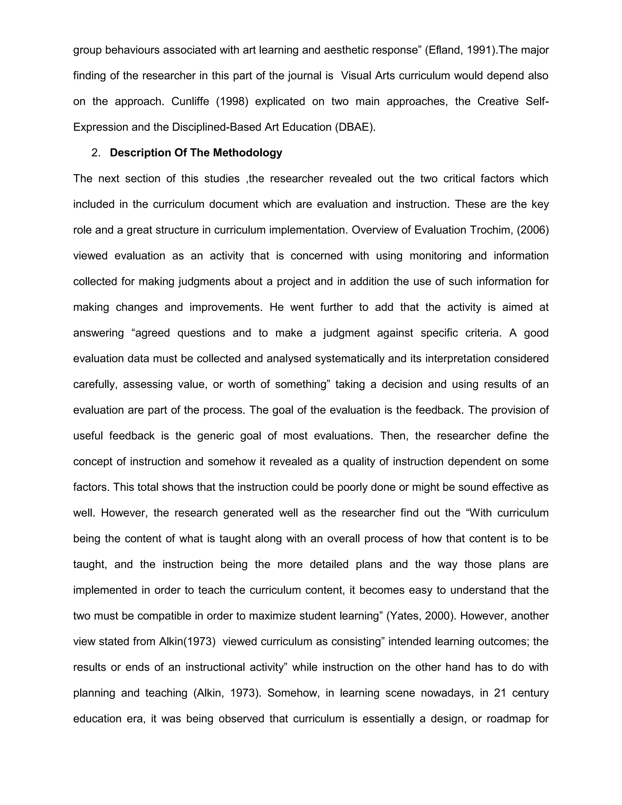 Overview of the Visual Arts Curriculum, and Its Relationship with ...
