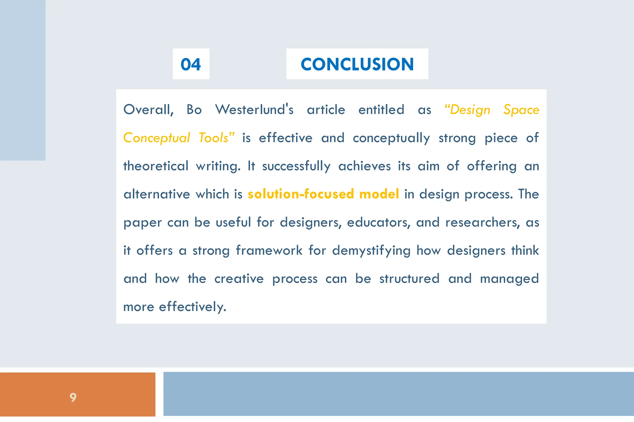 Article Review; Design conceptual tool: grasping the design process and ...