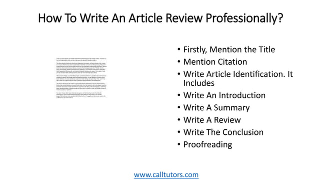 Article review help | PPT