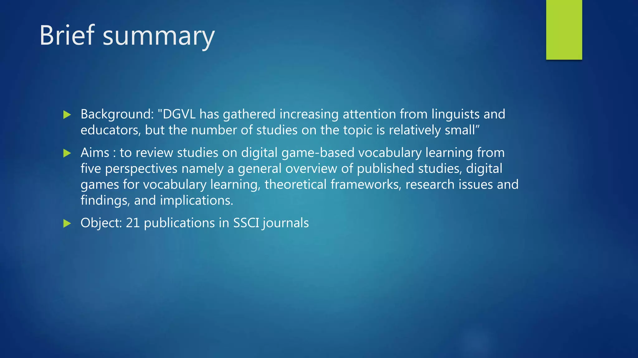 Article review presentation Vocabulary | PPTX