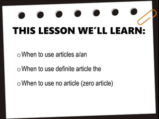 Teach Articles A x An with Pictures and games | PPT