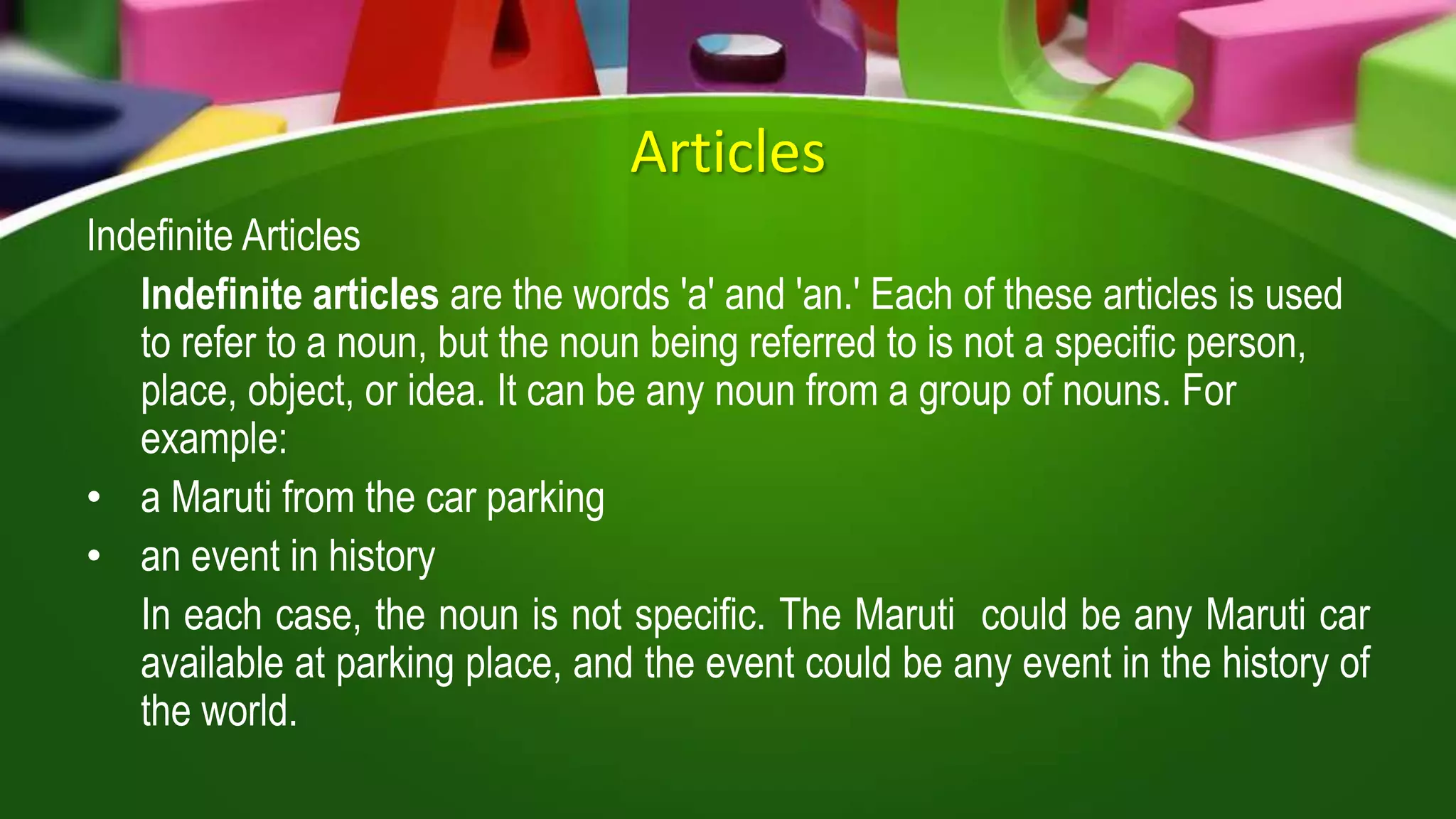 Articles in English Grammar | PPTX