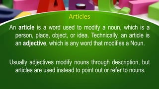 Articles in English Grammar | PPTX
