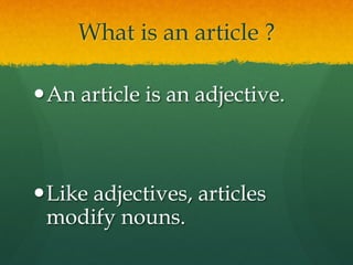 Articles and types of articles- English grammar | PDF