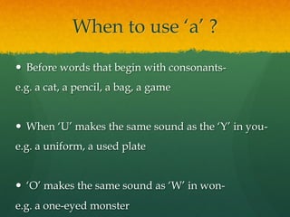 Articles and types of articles- English grammar | PDF