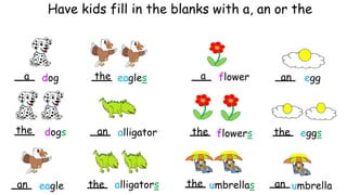 Teaching kids when to use articles a, an, the before nouns and before ...