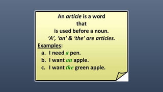 Articles.pptx English grammar general studies | PPT