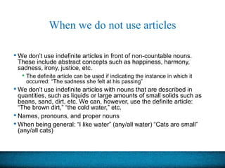 English grammar- How to use articles with nouns? | PPT