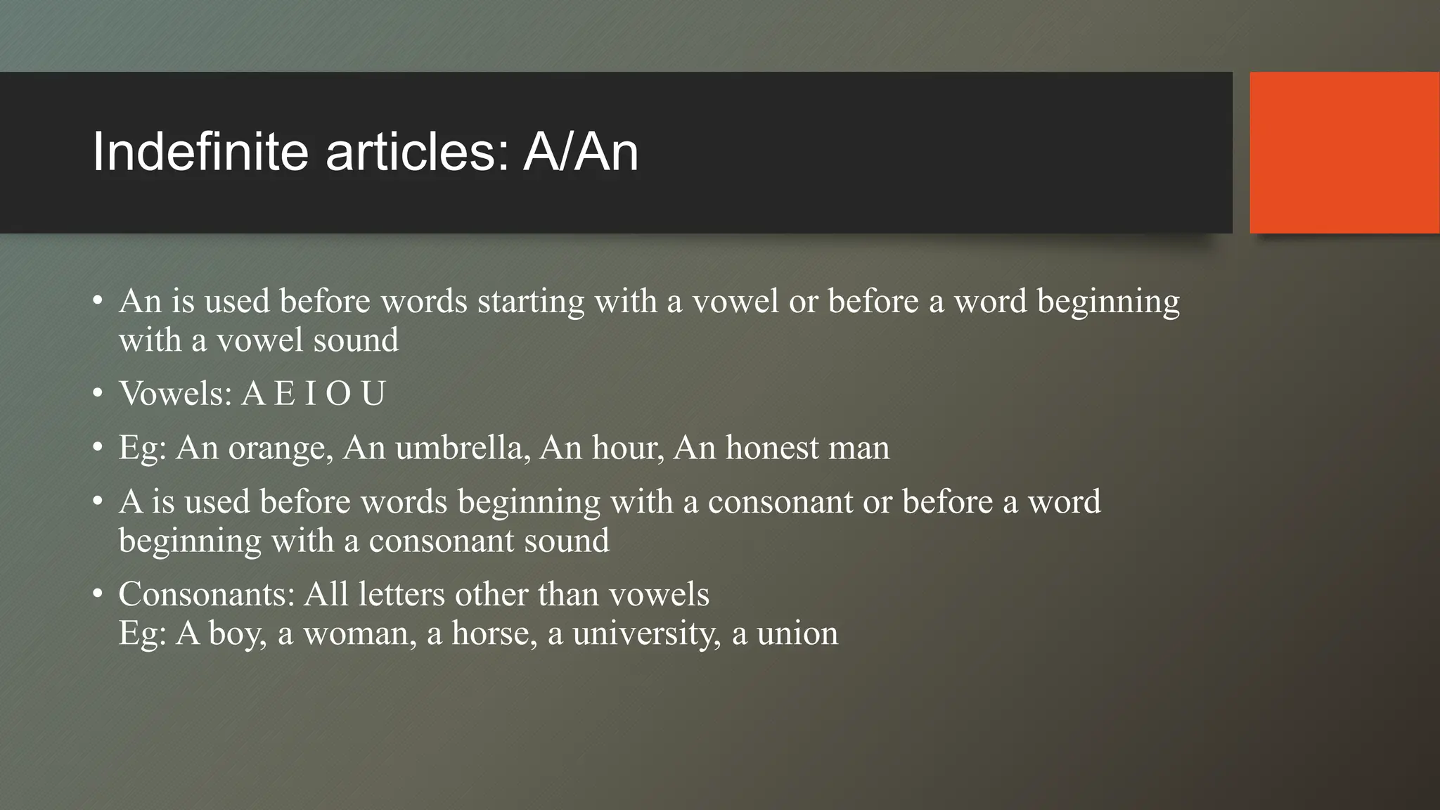 An introduction to articles, small PPT covering the basics | PDF