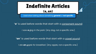 Articles A, An, The for Primary Level Student | PPTX