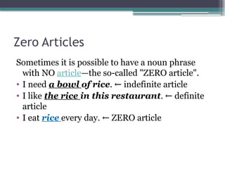 Use of Articles a, an, the in English language | PPTX