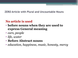 Use of Articles a, an, the in English language | PPTX