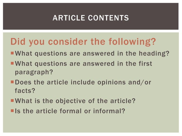 Articles news vs feature | PPTX