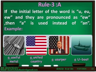 Articles- (Part-2 of 7) A or An | PPTX