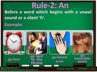 Articles- (Part-2 of 7) A or An | PPTX