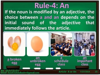 Articles- (Part-2 of 7) A or An | PPTX