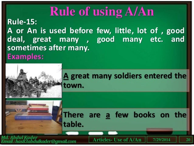 Articles (Part -03 of 07) - Use of a or an