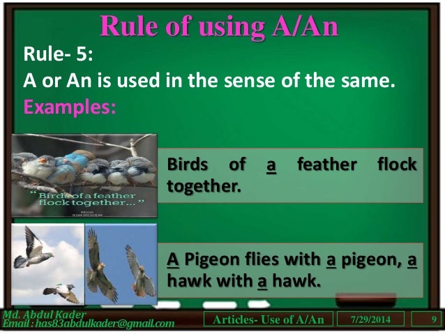 Articles (Part -03 of 07) - Use of a or an