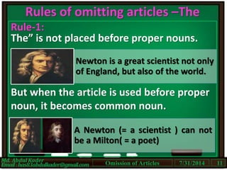 Articles-(Part-5 of 7) Omission of Articles | PPTX