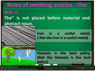 Articles-(Part-5 of 7) Omission of Articles | PPTX