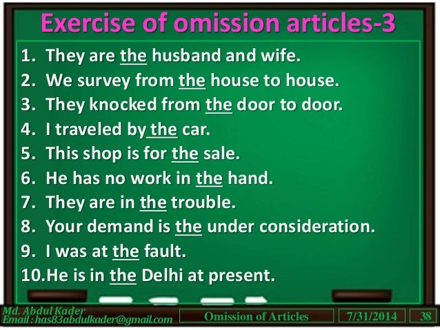 Articles-(Part-5 of 7) Omission of Articles