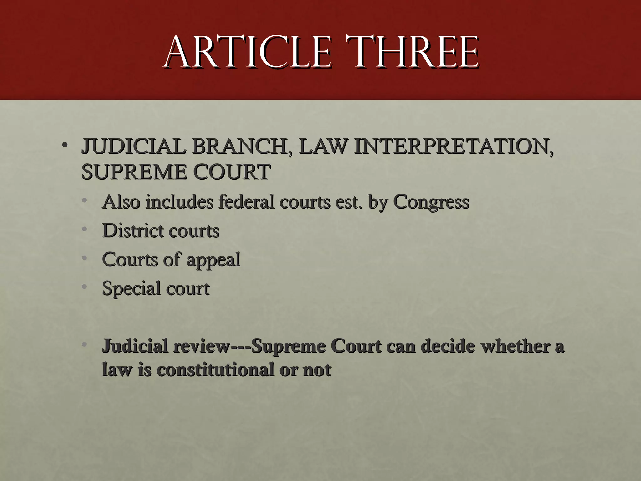 Articles I, II, III | PPT