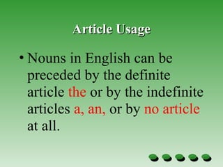 ARTICLES FOR OCCUPATIONAL PURPOSES ENGLISH LANGUAGE | PPT