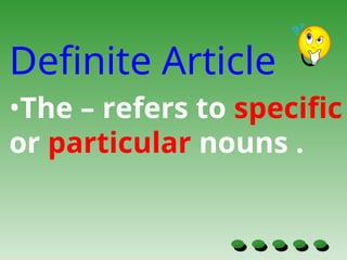 ARTICLES FOR OCCUPATIONAL PURPOSES ENGLISH LANGUAGE | PPT