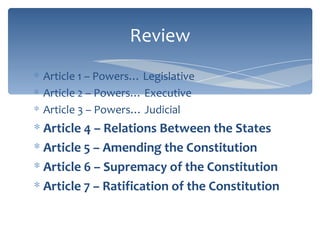 7 Articles Of Constitution