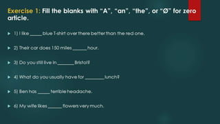 Definite and Indefinite and Zero Articles | PPTX