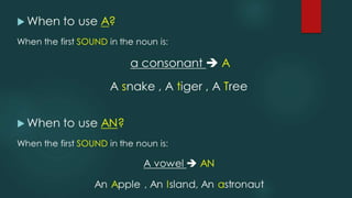 Definite and Indefinite and Zero Articles | PPTX
