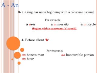 Articles a an & the in the English language | PPTX