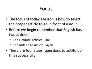 Articlesand nouns | PPTX