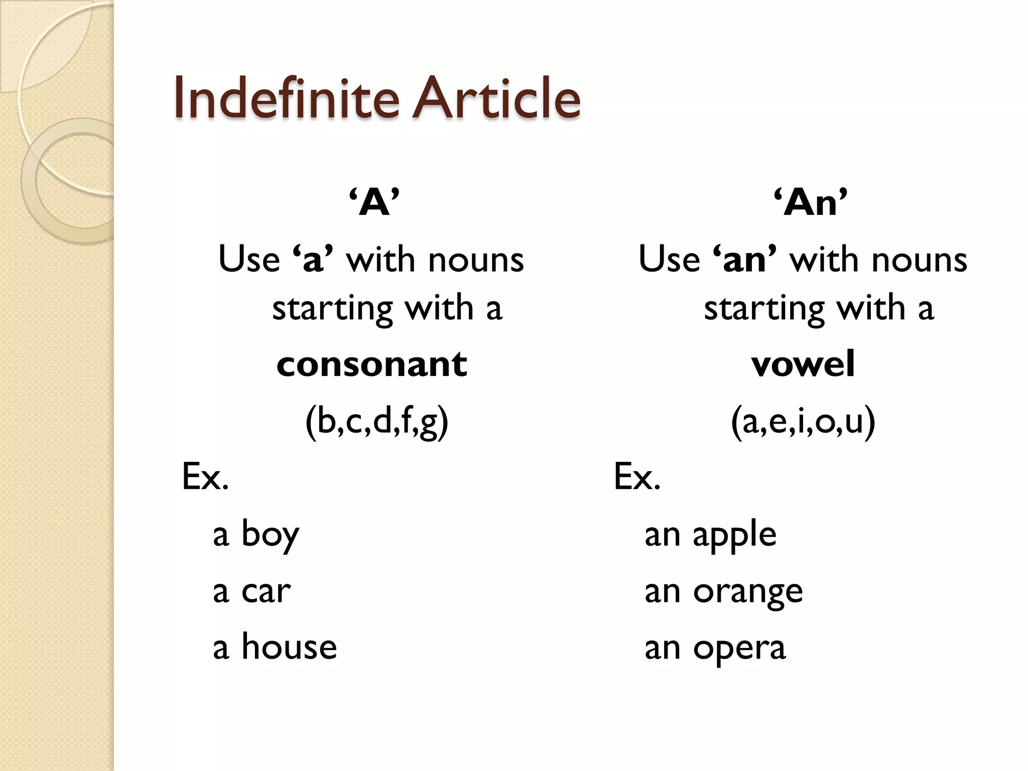 Articles and Quantifiers | PPTX